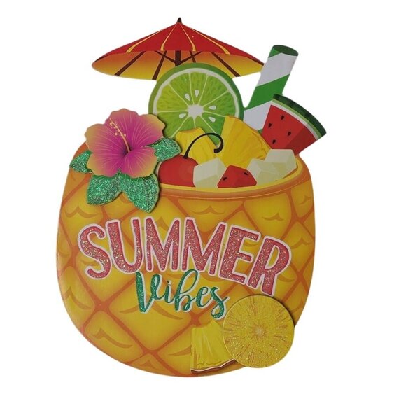 Greenbrier International | Accents | Summer Vibes Sign Pineapple Shape ...
